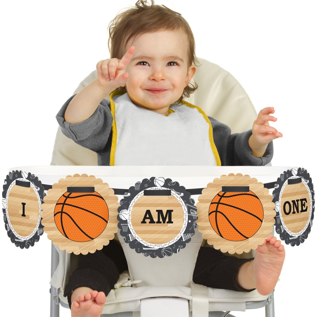 Basketball - 1st Birthday - I Am One - First Birthday High Chair Banner ...