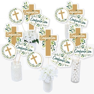 Confirmation Elegant Cross - Centerpiece Sticks - Religious Party Table ...