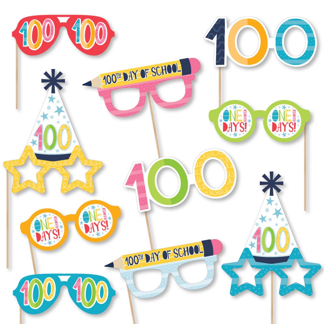 Happy 100th Day of School Glasses - Paper Card Stock 100 Days Party ...