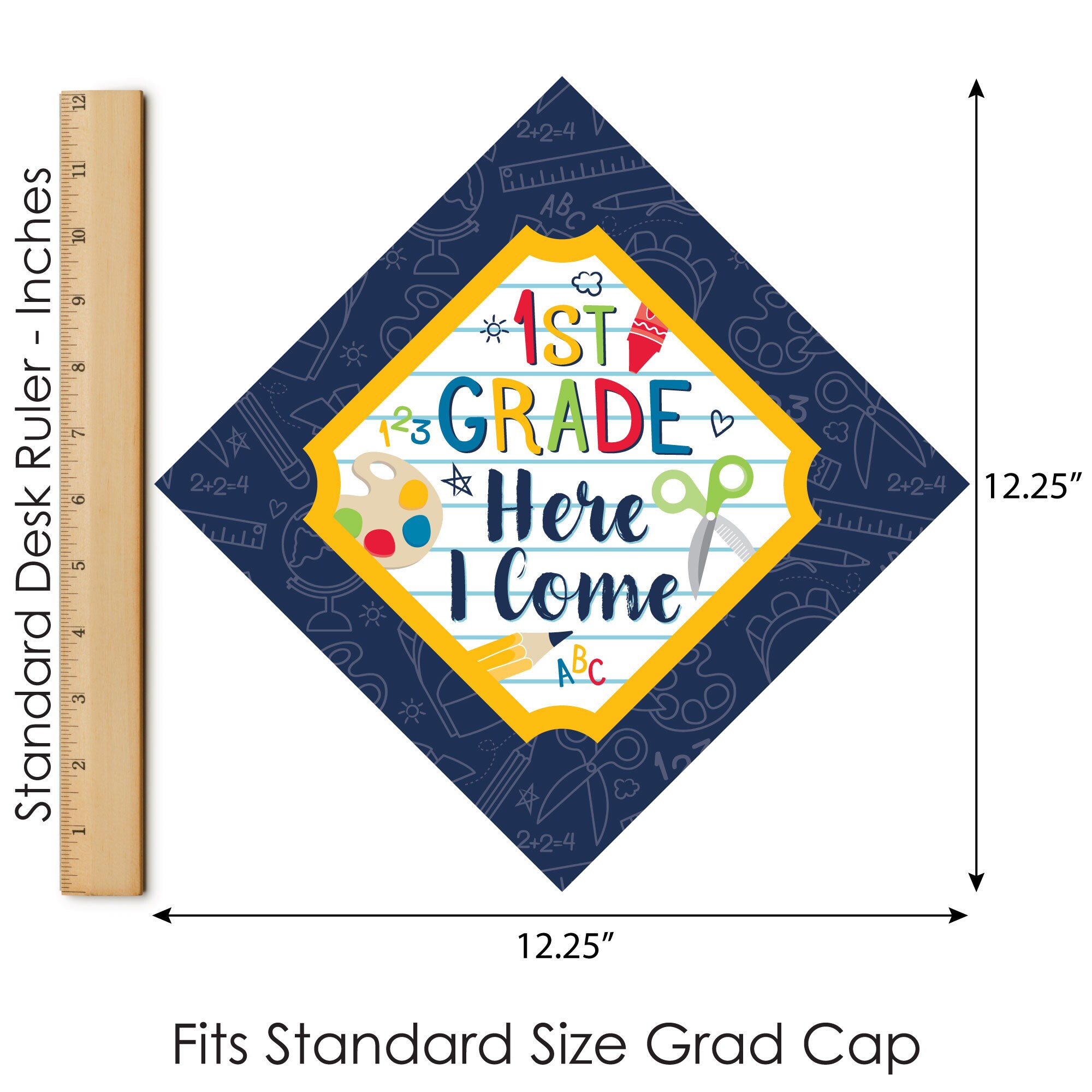 1st Grade Here I Come - Kids Kindergarten Graduation Cap Decorations ...
