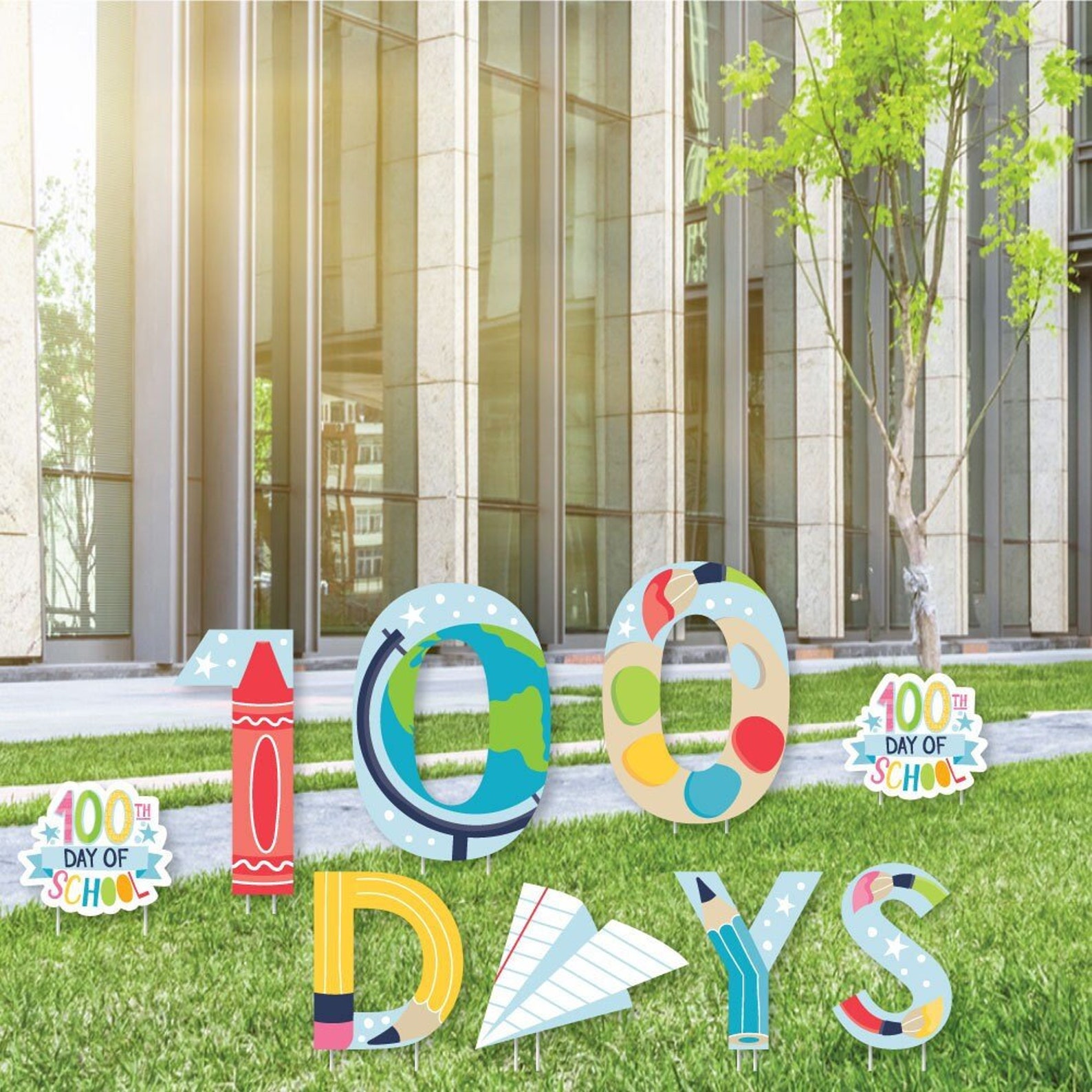 Happy 100th Day of School Yard Sign Outdoor Lawn Decorations - Etsy