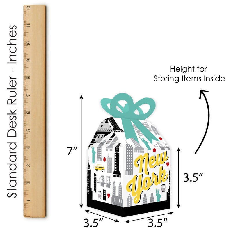 NYC Cityscape - Square Favor Gift Boxes - New York City Party Bow Boxes ...