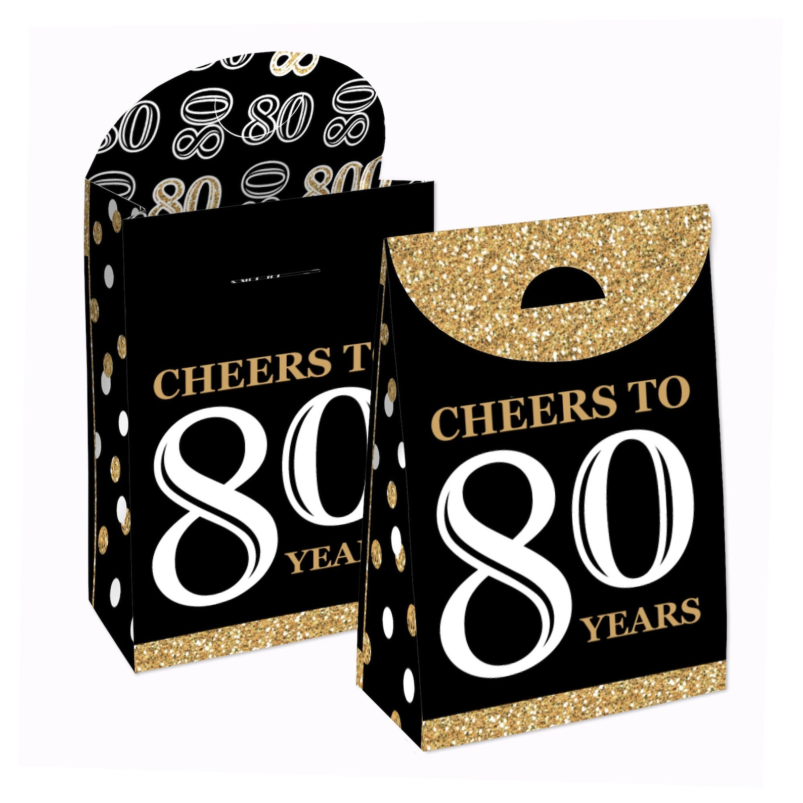 Adult 80th Birthday - Gold - Birthday Gift Favor Box - Party Goodie ...