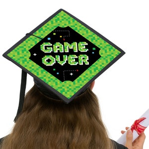 Game Over - Video Game Graduation Cap Decorations Kit - Grad Cap Cover ...