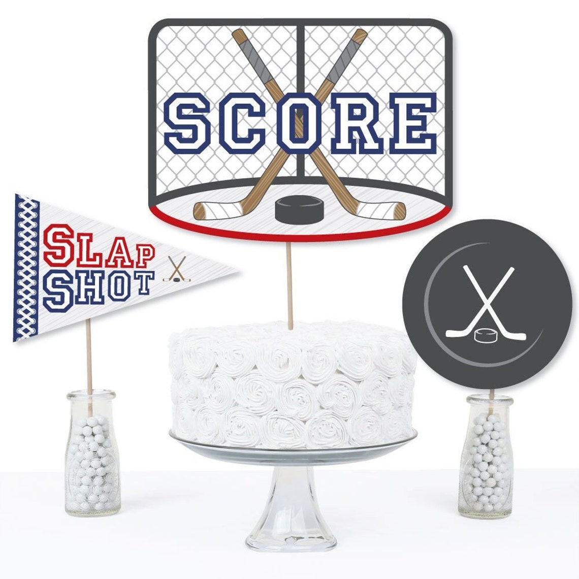 Shoots & Scores Hockey Centerpiece Sticks Hockey Baby | Etsy
