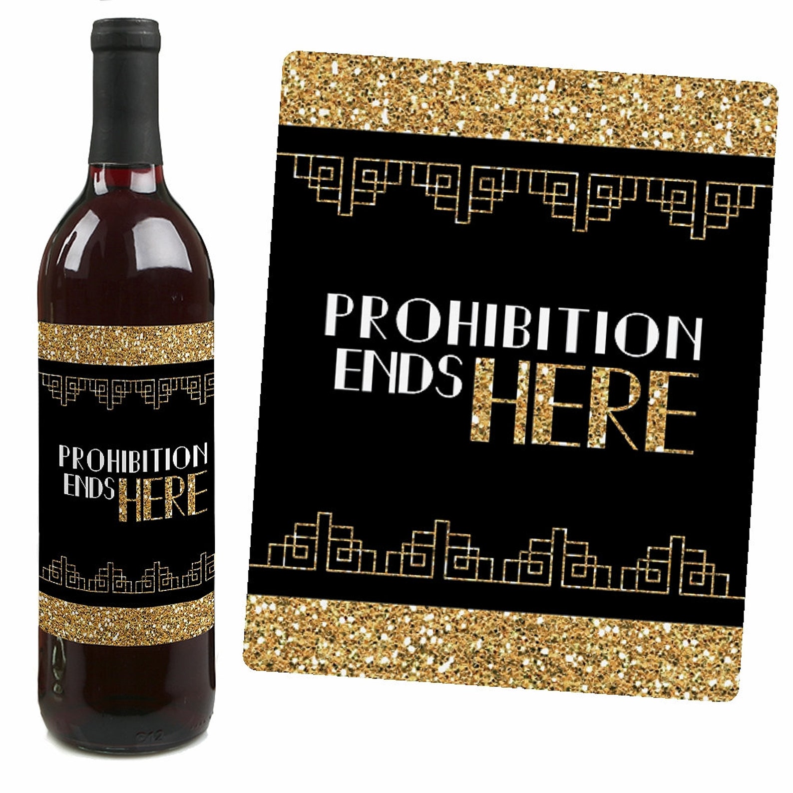 Roaring 20's - 1920s Art Deco Jazz Party Wine Bottle Labels - Great ...