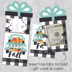 Happy Fall Truck Harvest Pumpkin Party Money and Gift Card Sleeves ...