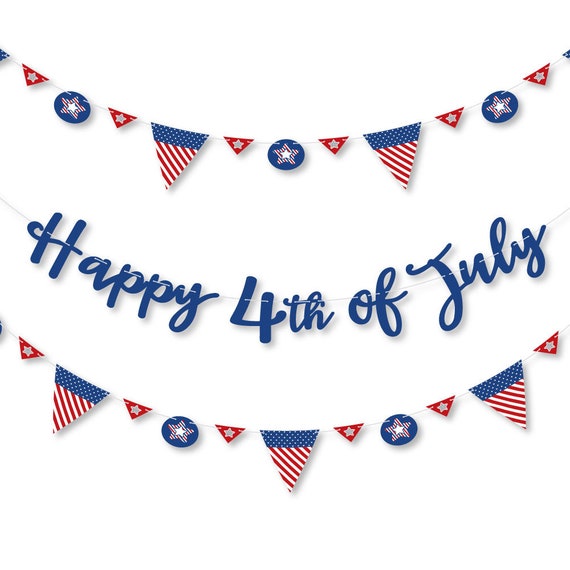 4th of July - Letter Banner Decoration - 36 Banner Cutouts and No-Mess ...
