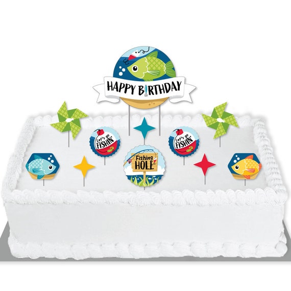 Let’s Go Fishing - Fish Themed Birthday Party Cake Decorating Kit ...