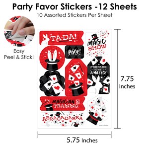 Ta-da, Magic Show - Magical Birthday Party Favor Sticker Set - 12 ...