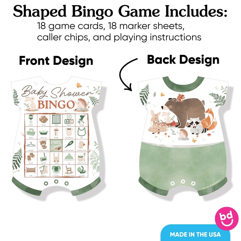 Woodland Animals Baby Shower Bingo Cards and Markers, Forest or ...
