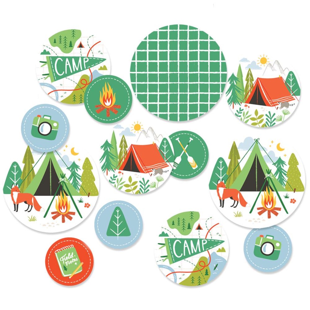 Camping Large Confetti, Happy Camper Kids Birthday Party Table ...