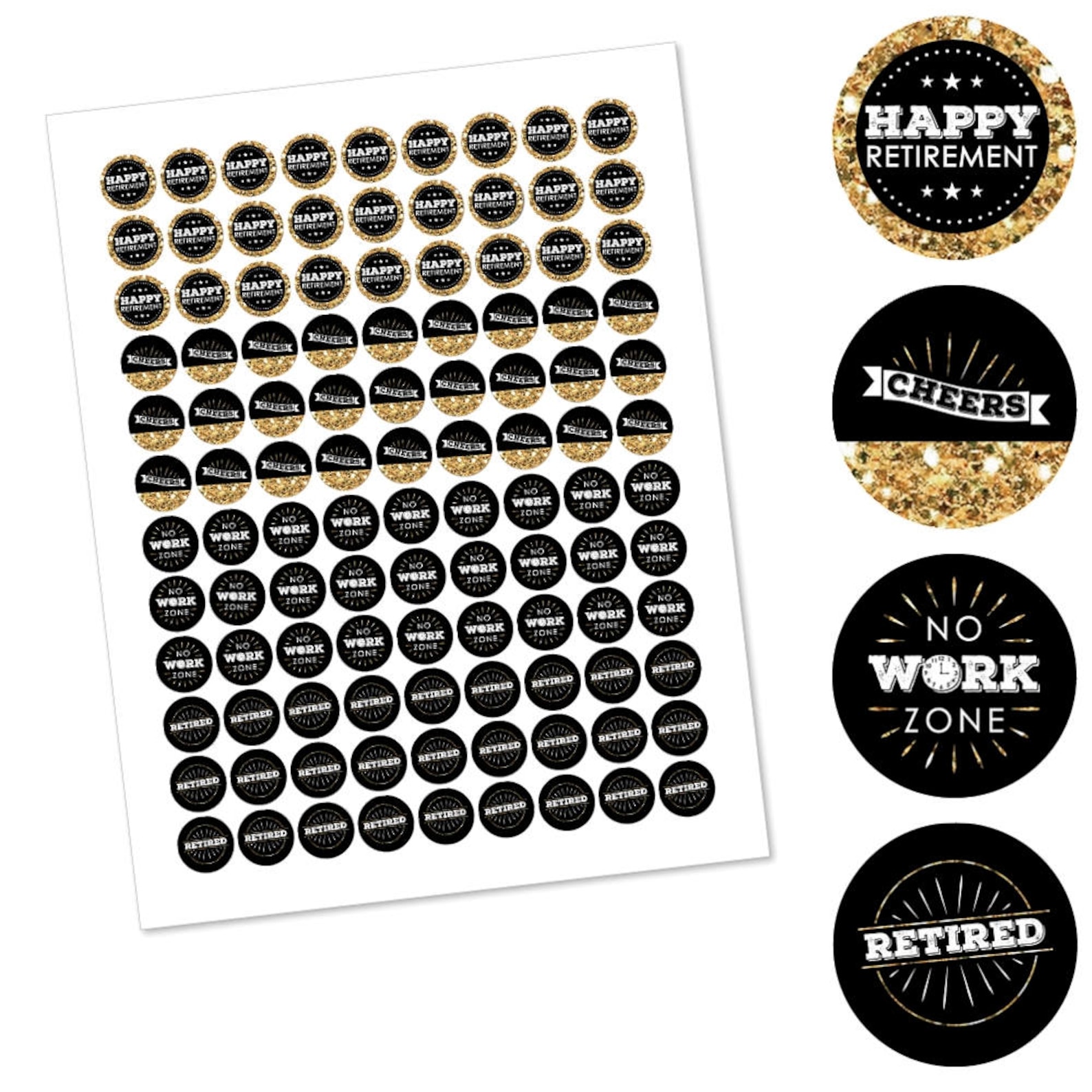 Happy Retirement - Retirement Party Round Candy Sticker Favors - Labels ...