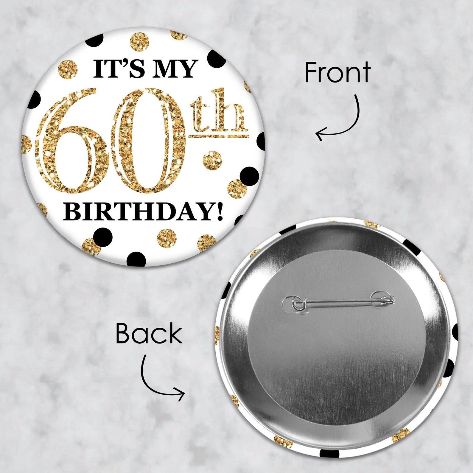 Adult 60th Birthday Gold 3 Inch Birthday Party Badge - Etsy