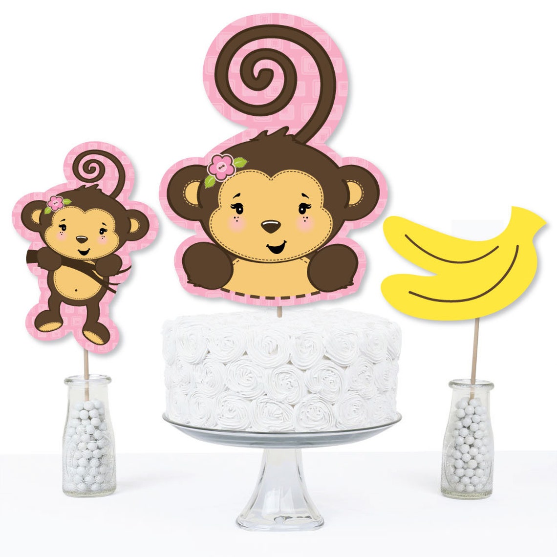 Pink Monkey Girl Baby Shower or Birthday Party Centerpiece - Etsy