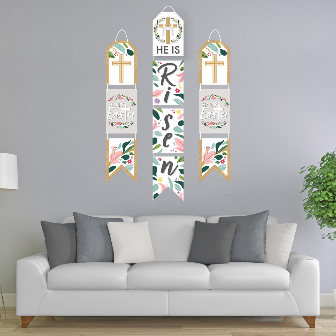 Religious Easter - Hanging Vertical Paper Door Banners - Christian ...