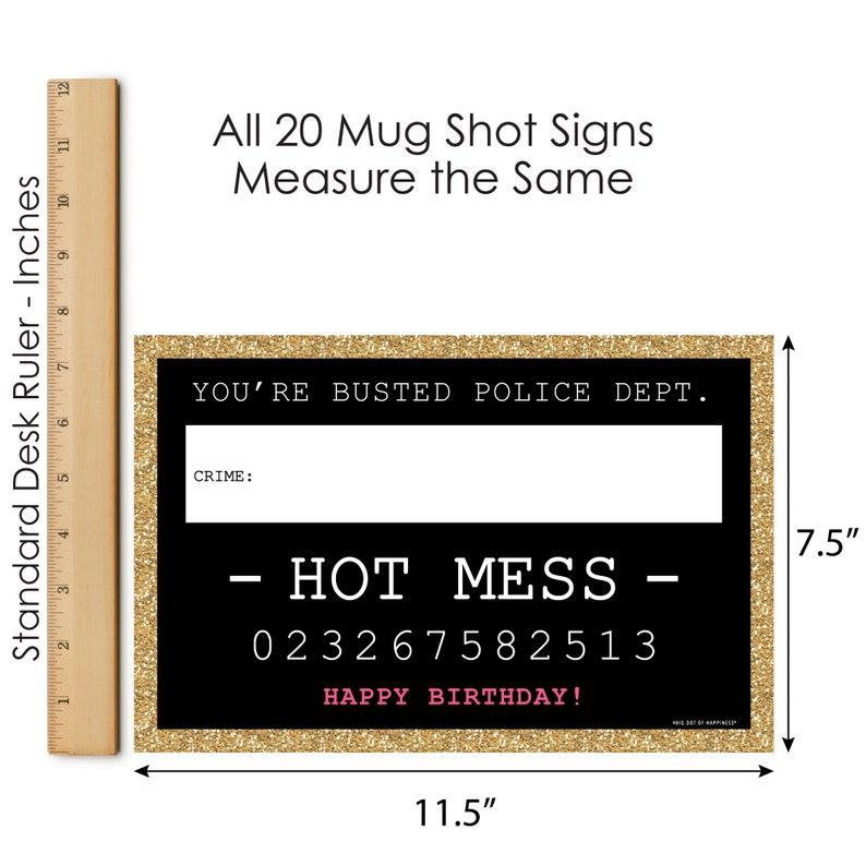 Chic Birthday Pink Black and Gold Party Mug Shots 20 - Etsy