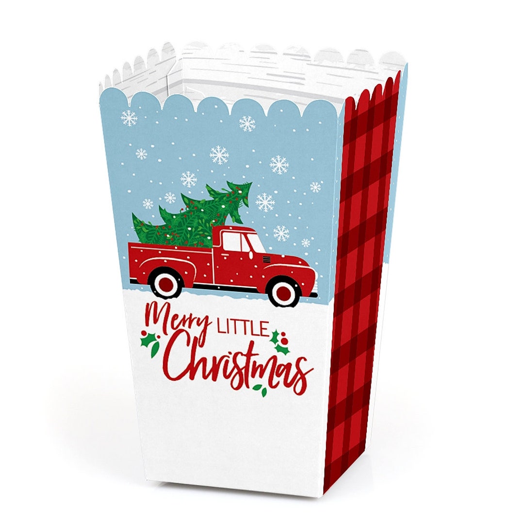 Merry Little Christmas Tree - Red Truck Christmas Party Favor Popcorn ...