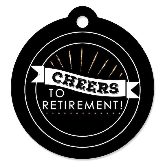 Happy Retirement - Officially Retired Black and Gold Party Tags (Set of ...