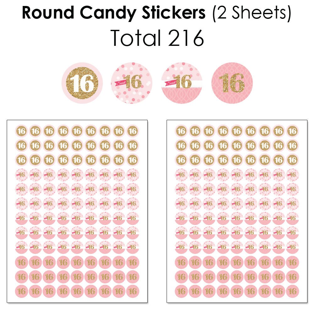 Sweet 16 Mini Candy Bar Wrappers Round Candy Stickers | Etsy
