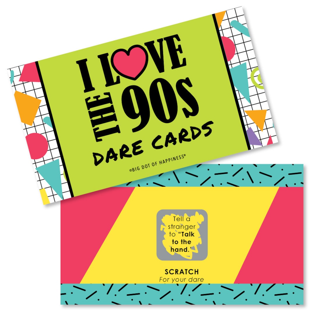 90's Throwback - 1990s Party Dare Cards - Nineties Party Game - I Love ...