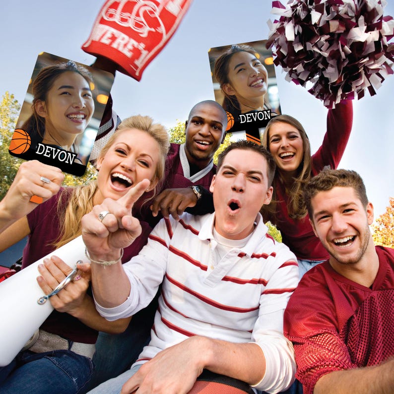Custom Basketball Photo Paddles Senior Night Face Fans With Handles ...