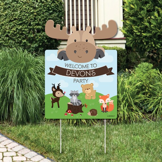 Woodland Creatures Welcome Sign - Woodland Animals Birthday Party or ...