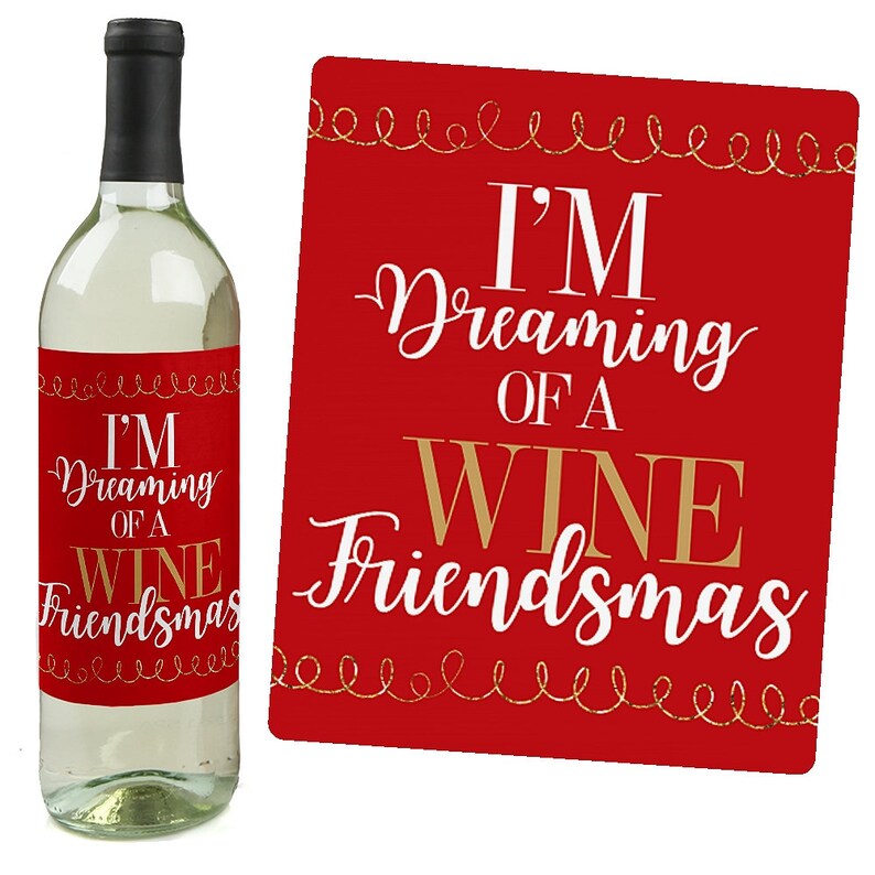 Red and Gold Friendsmas Wine Bottle Labels Friends - Etsy