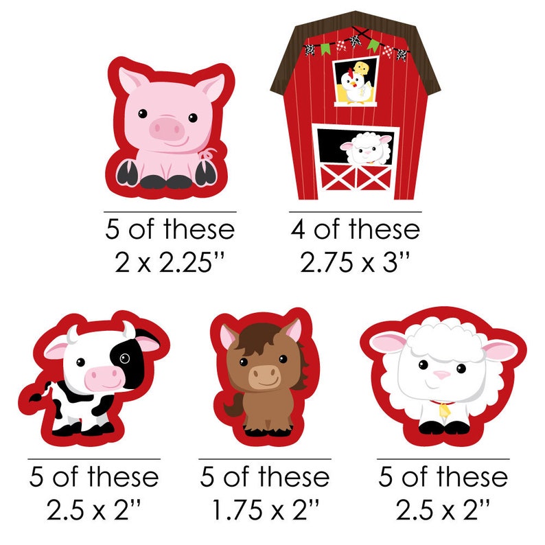 Farm Animals DIY Shaped Paper Cut Outs - Baby Shower or Birthday Party ...