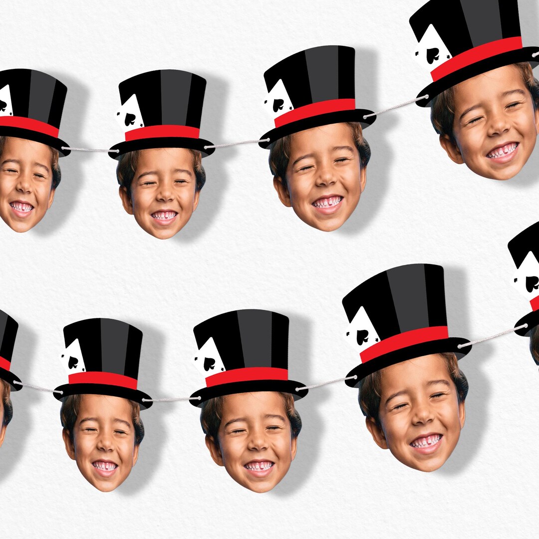 Custom Magic Show Face Cut Out Garland Banner, Personalized Kids Ta-da ...