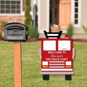 Fired up Fire Truck Welcome Sign - Birthday Party Personalized Welcome ...