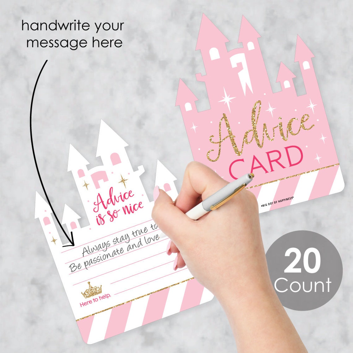 Little Princess Crown Castle Wish Card Pink and Gold - Etsy