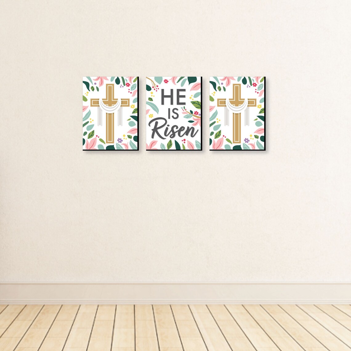 Religious Easter Cross Wall Art and He is Risen Room Decor - Etsy