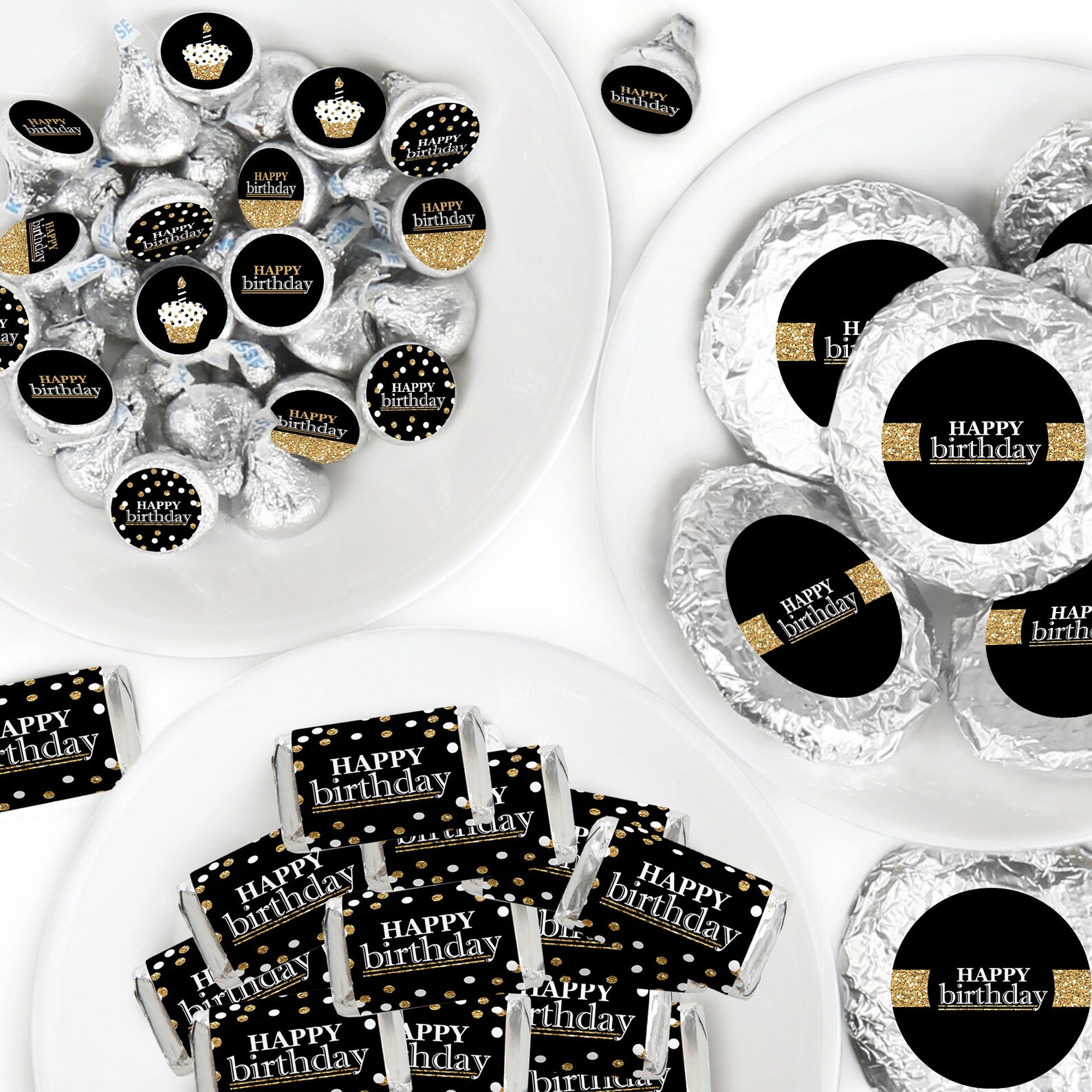 Adult Happy Birthday Gold Mini Candy Bar Wrappers Round | Etsy