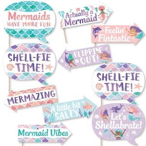 Funny Mermaid Party Photo Booth Props Kit, Mermaid Birthday Party ...