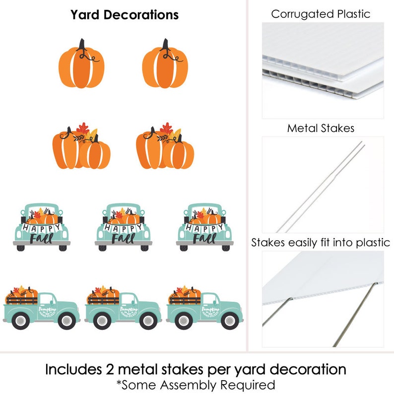 Happy Fall Truck Lawn Decorations Outdoor Harvest Pumpkin | Etsy