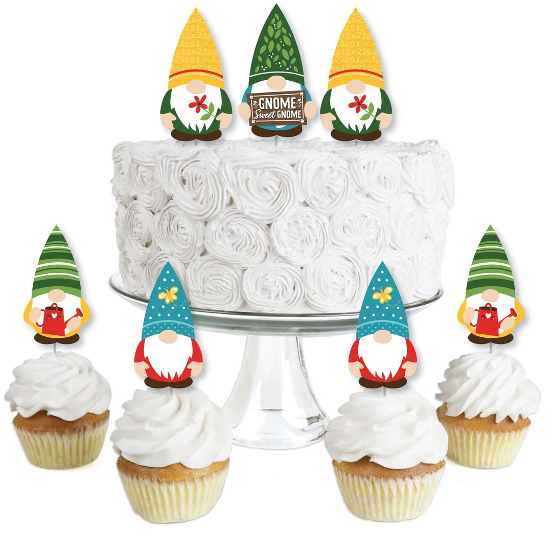 Garden Gnomes - Dessert Cupcake Toppers - Forest Gnome Party Clear ...