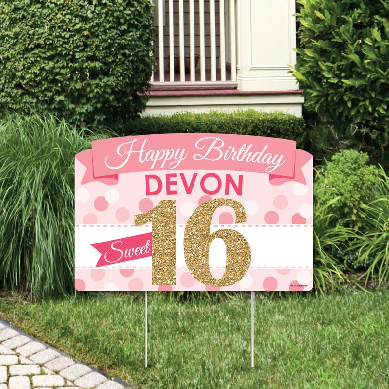 Sweet 16 16th Birthday Party Yard Sign Lawn Decorations - Etsy