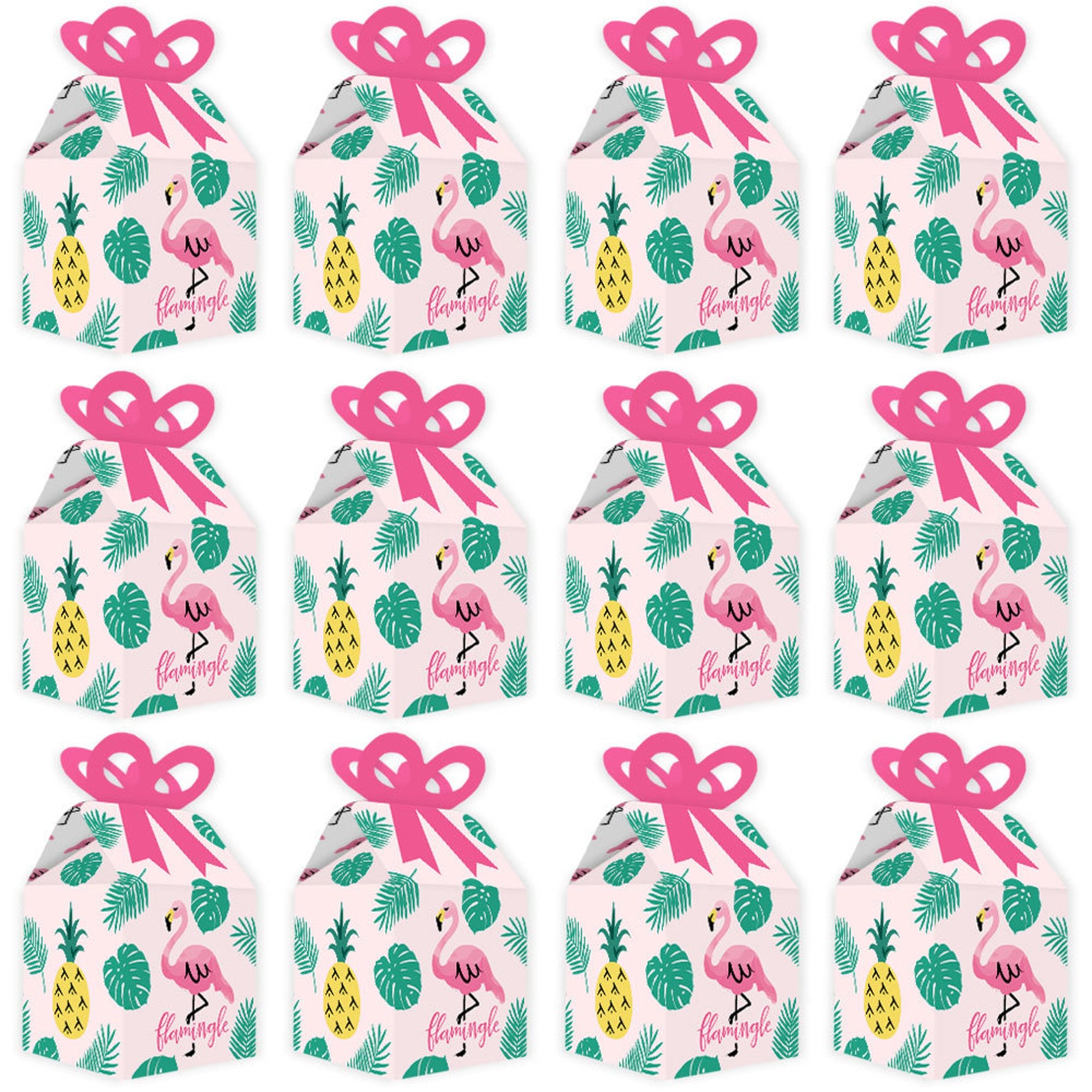 Pink Flamingo - Party Like a Pineapple - Square Favor Gift Boxes ...
