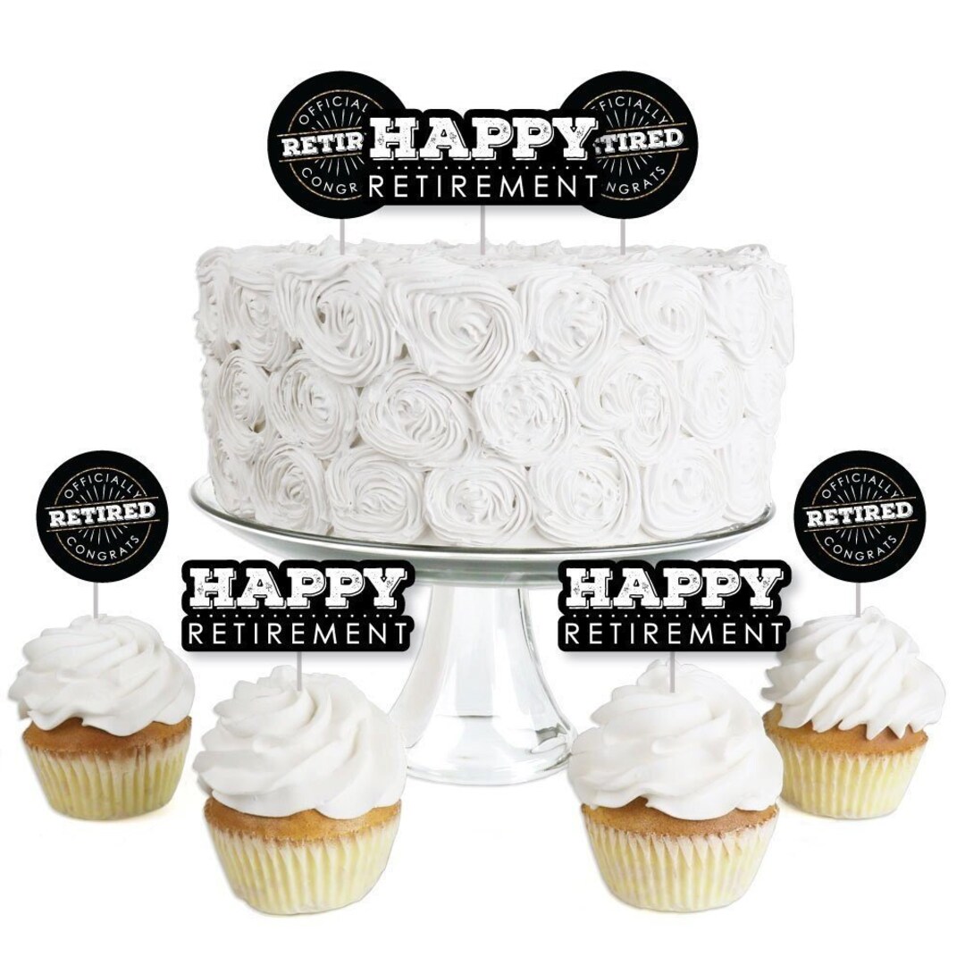 Happy Retirement - Dessert Cupcake Toppers - Retirement Party Clear ...