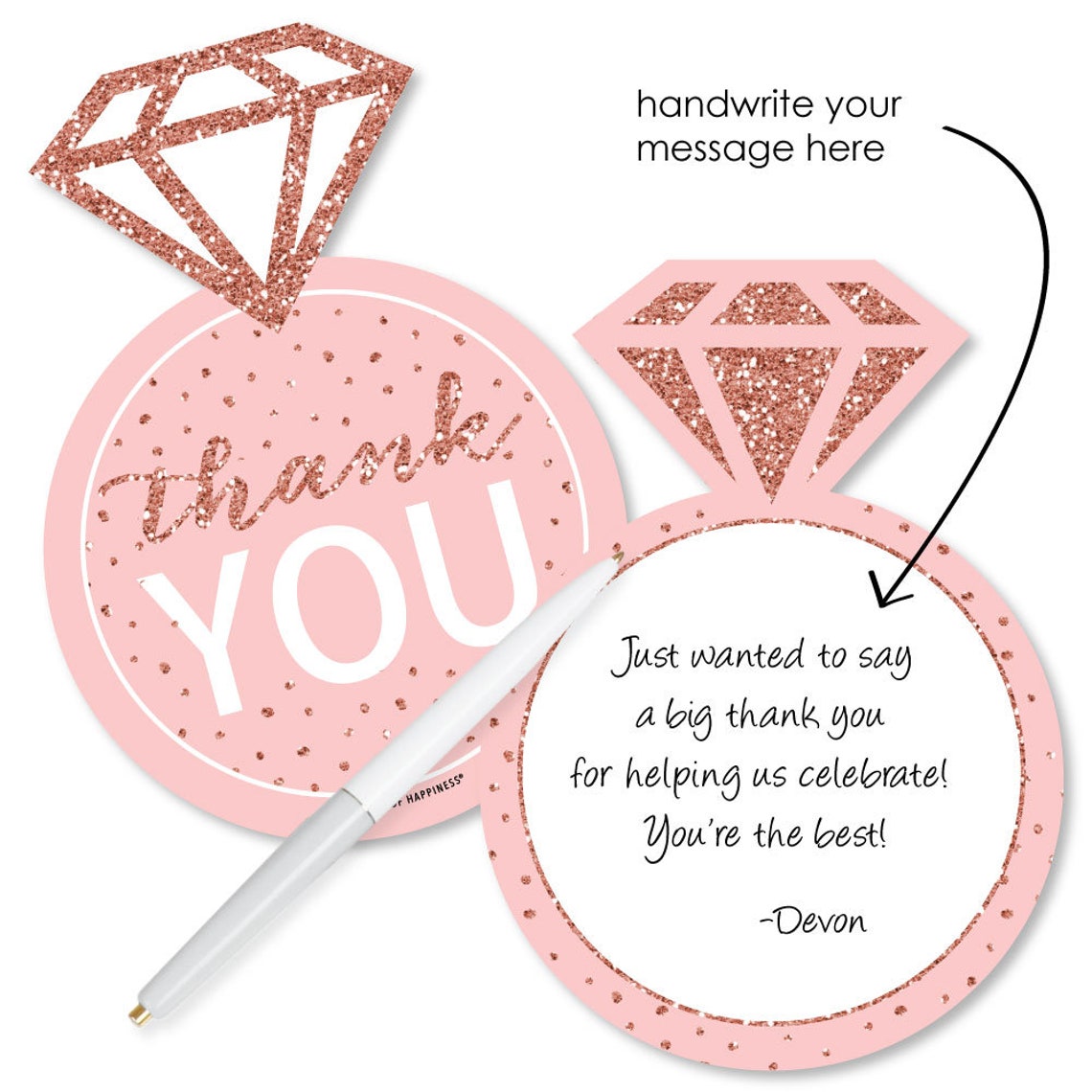 Bride Squad - Shaped Thank You Cards - Bridal Shower or Bachelorette ...