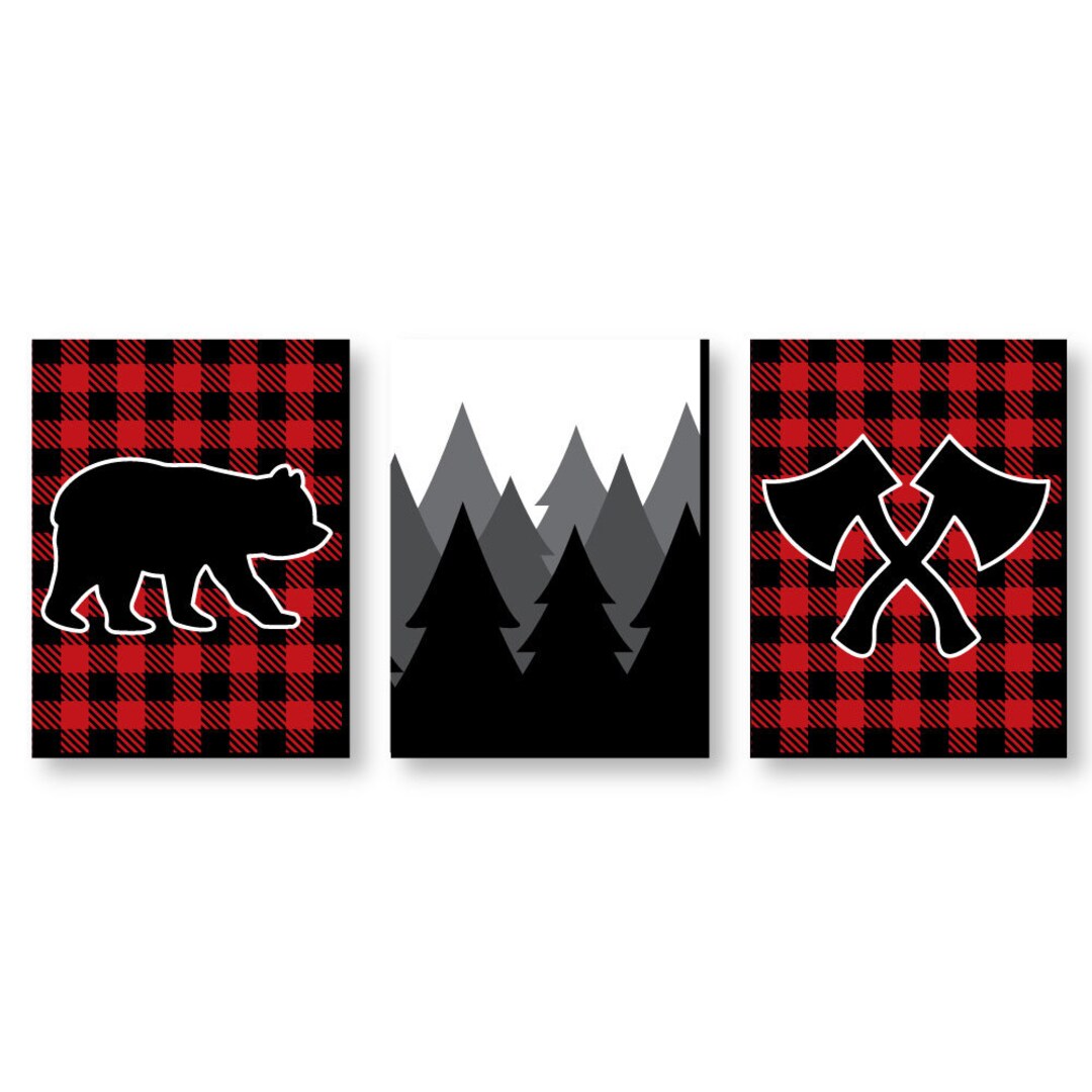 Lumberjack - Channel the Flannel - Buffalo Plaid Nursery Wall Art, Kids ...