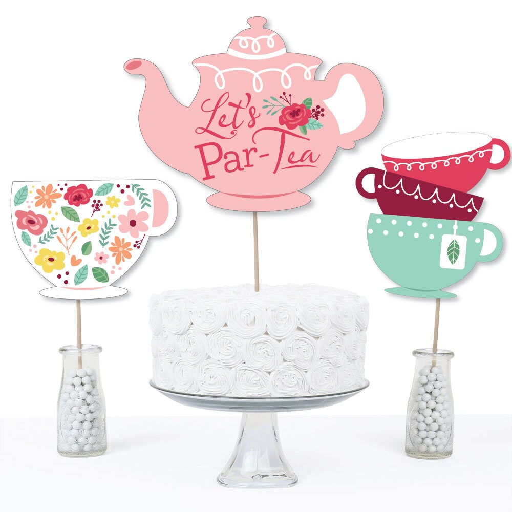 Floral Lets Par-tea Garden Tea Party Centerpiece Sticks - Etsy