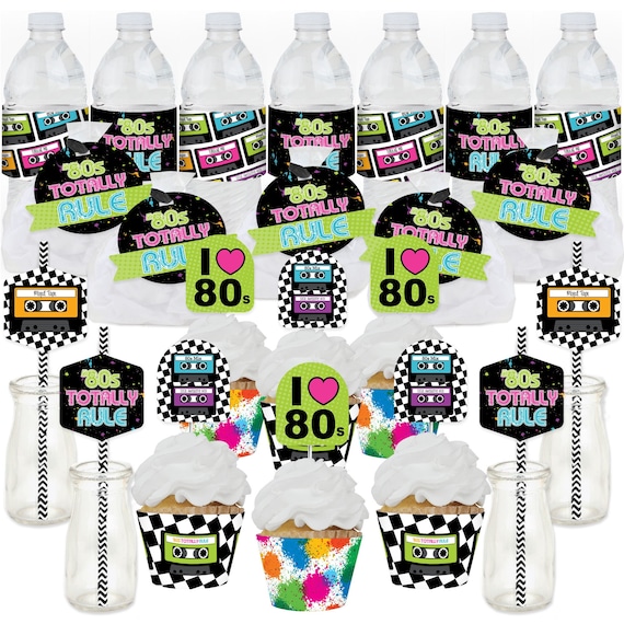 80s Retro Totally 1980s Party Favors and Cupcake Kit - Etsy