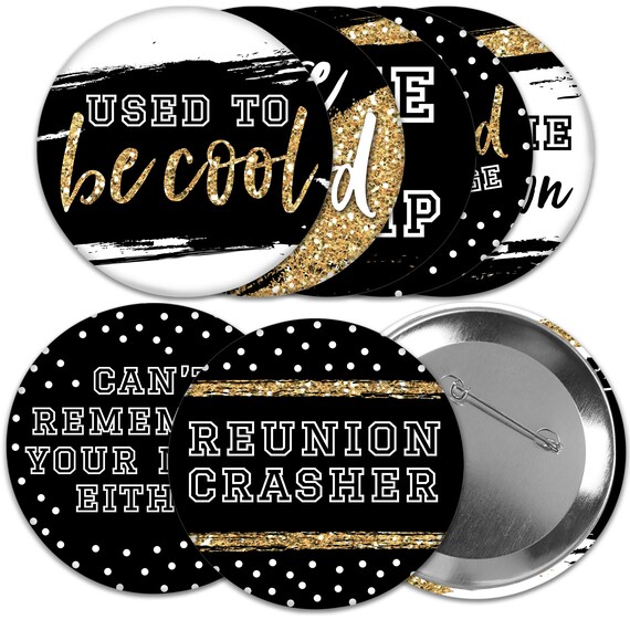 Reunited - 3 inch School Class Reunion Party Badge - Pinback Buttons ...