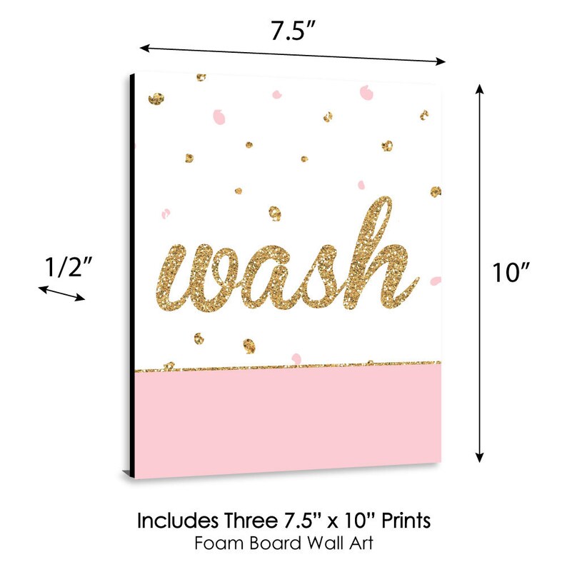 Girl Pink and Gold Kids Bathroom Rules Wall Art Décor | Etsy