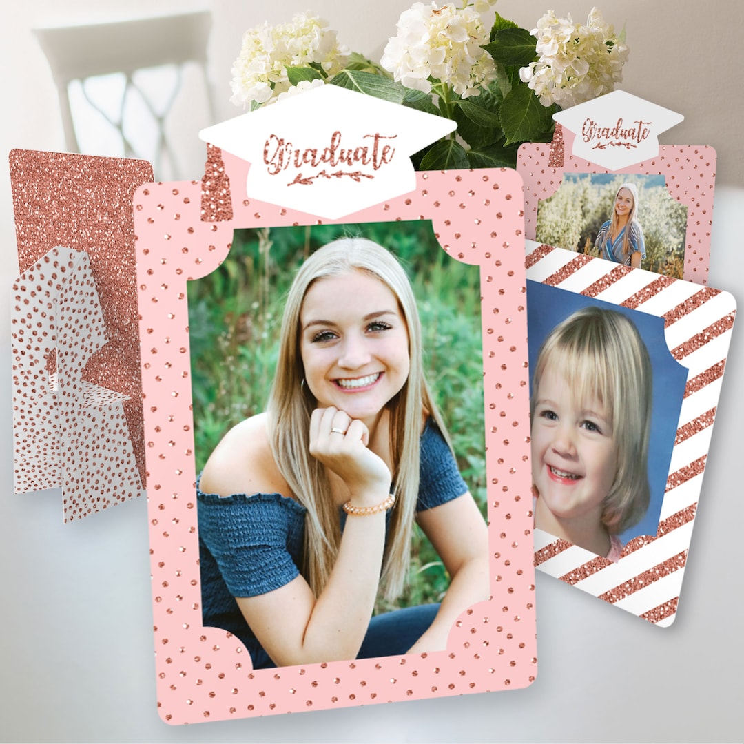 Rose Gold Grad - Graduation Party 4x6 Picture Display - Paper Photo ...