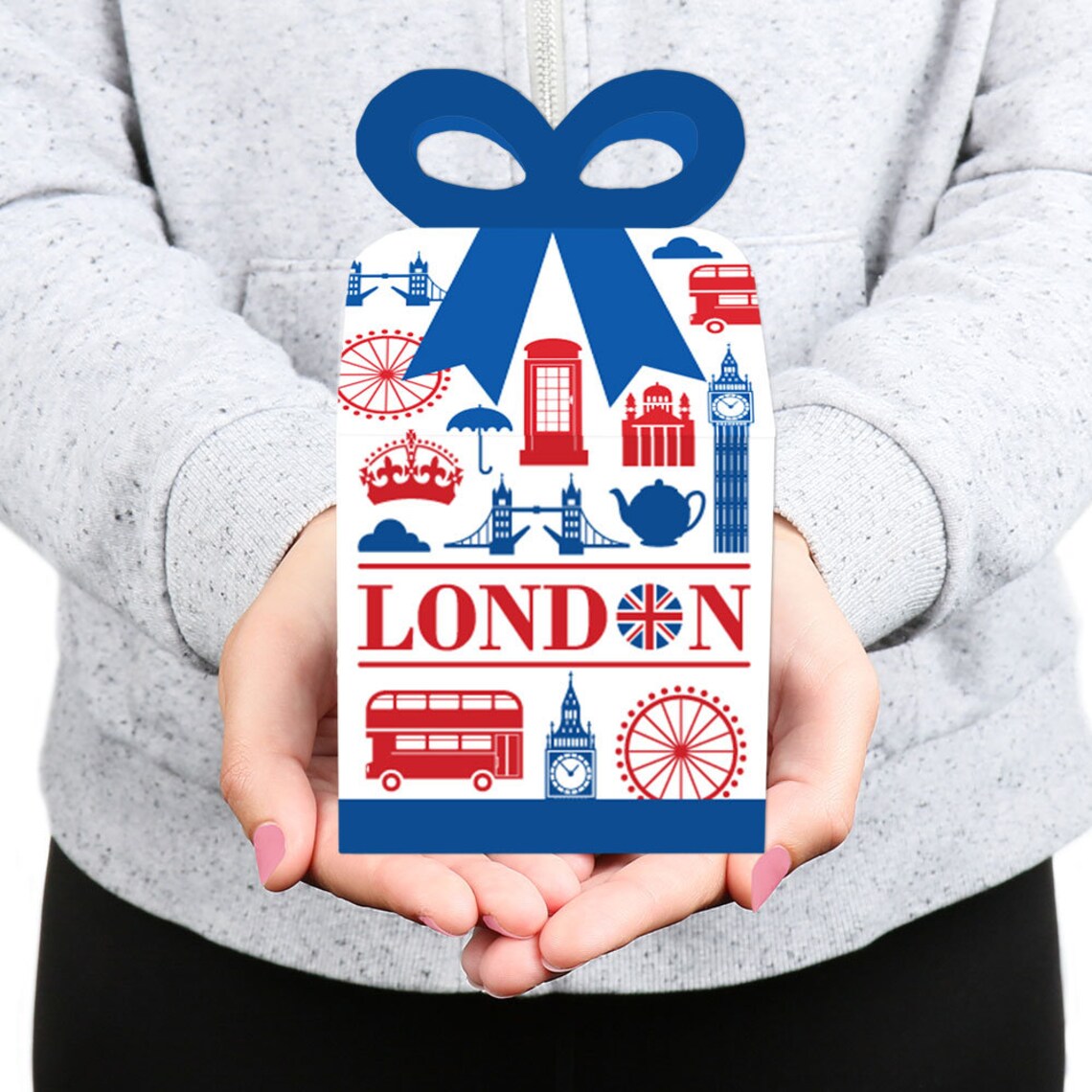 Cheerio, London - Square Favor Gift Boxes - British UK Party Bow Boxes ...