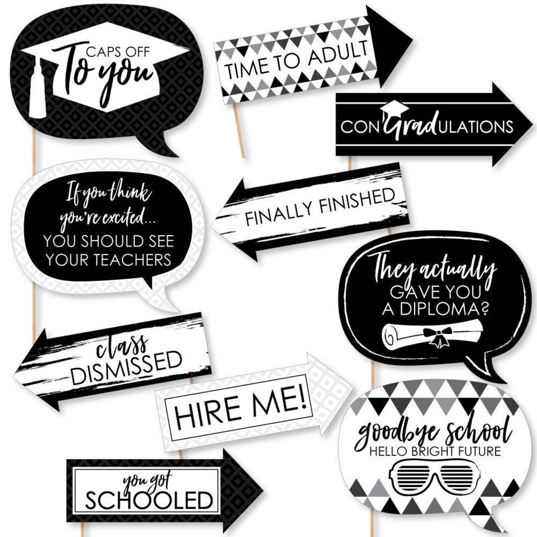 Funny Graduation Photo Booth Props - Black and White Grad - Best is yet ...