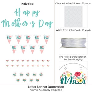 Colorful Floral Happy Mother's Day - We Love Mom Party Letter Banner ...